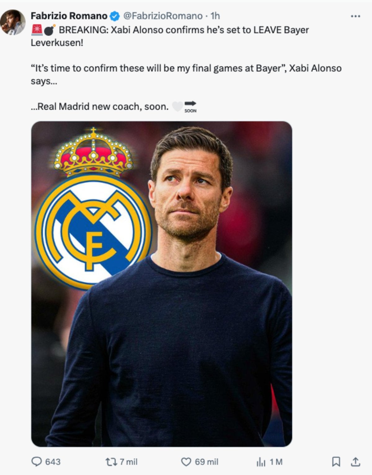 ¡Oficial! Xabi Alonso dejará el Bayer Leverkusen al finalizar la temporada